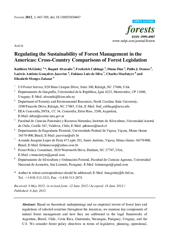 (PDF) Regulating the Sustainability of Forest Management in the ...