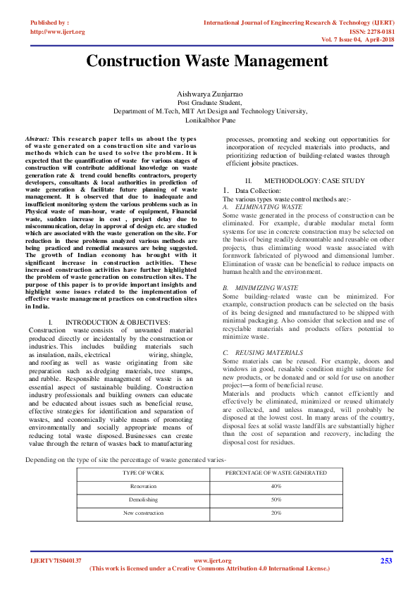 (PDF) Construction Waste Management
