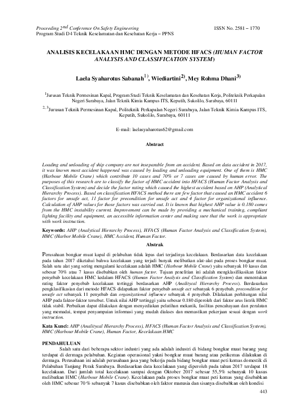 (PDF) Analisis Kecelakaan HMC Dengan Metode Hfacs (Human Factor ...