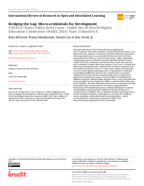 Pdf Bridging The Gap Micro Credentials For Development
