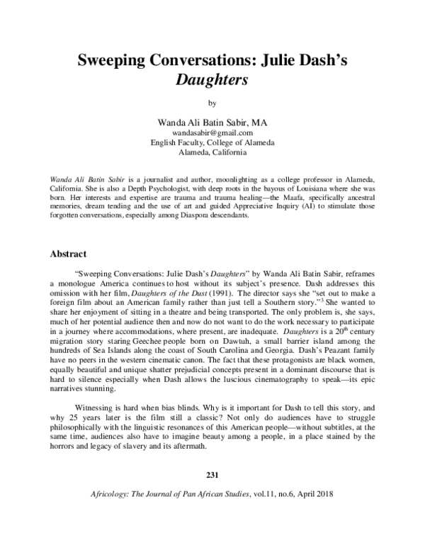 (PDF) Sweeping Conversations: Julie Dash's Daughters