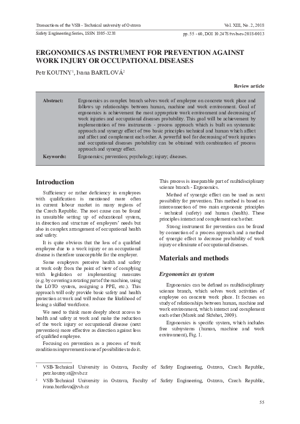 (PDF) Ergonomics as Instrument for Prevention Against Work Injury or ...