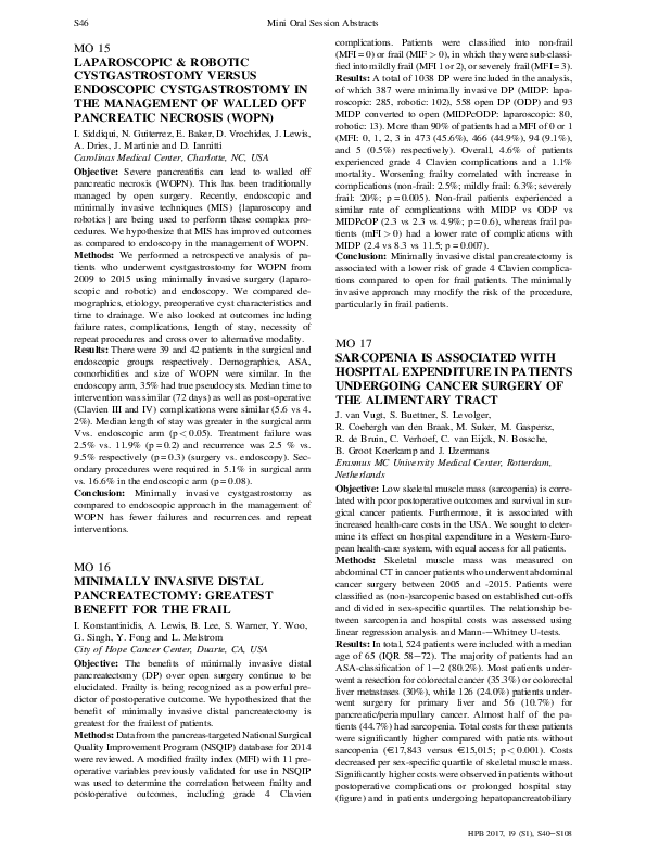 (PDF) Laparoscopic & robotic cystgastrostomy versus endoscopic ...