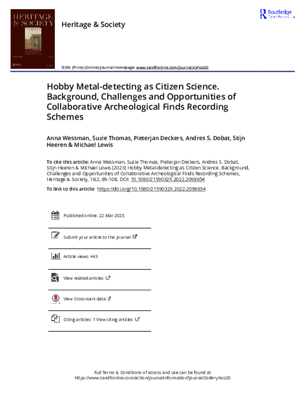 (PDF) Hobby Metal detecting as Citizen Science