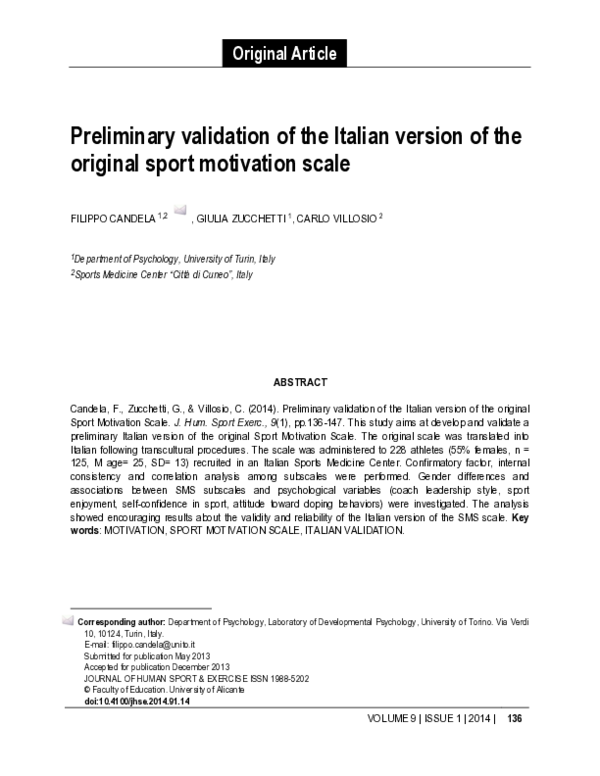 (PDF) Preliminary validation of the Italian version of the original ...