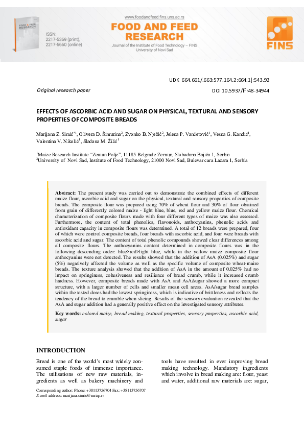 (PDF) Effects of Ascorbic Acid and Sugar on Physical, Textural and Sensory Properties of ...