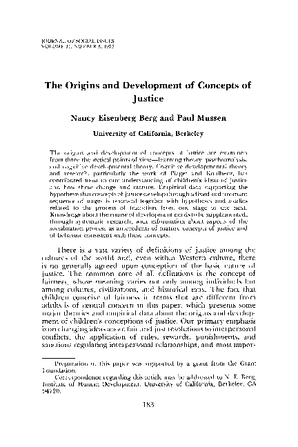 (PDF) The Origins and Development of Concepts of Justice