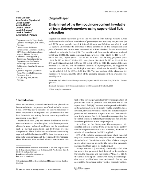 (PDF) Enrichment of the thymoquinone content in volatile oil ...