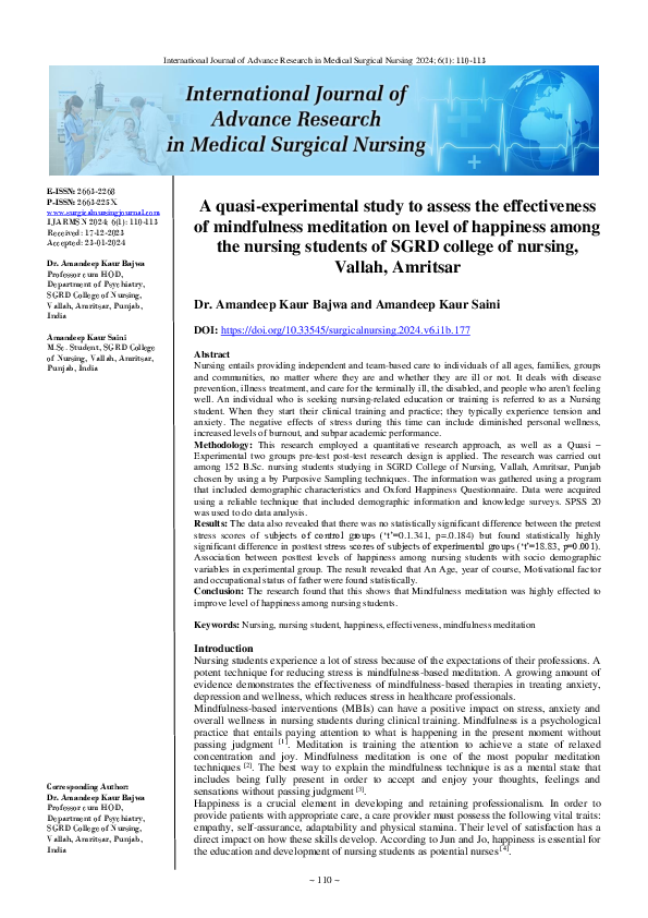 (PDF) A quasi-experimental study to assess the effectiveness of ...