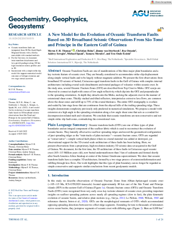 (PDF) A New Model for the Evolution of Oceanic Transform Faults Based ...