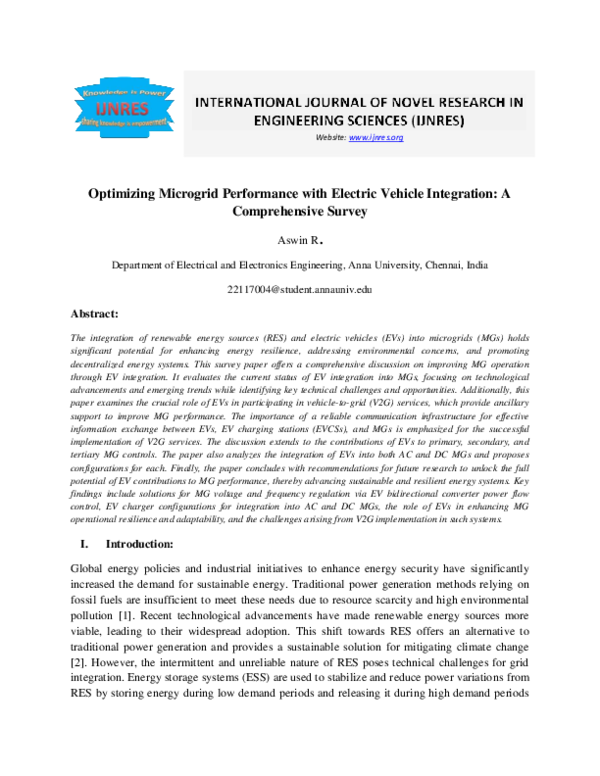 (PDF) Optimizing Microgrid Performance with Electric Vehicle ... (PDF) Optimizing Microgrid Performance with Electric Vehicle ...