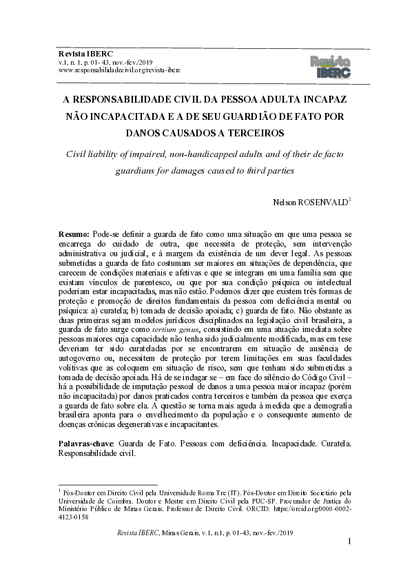 (PDF) A Responsabilidade Civil Da Pessoa Adulta Incapaz Não ...
