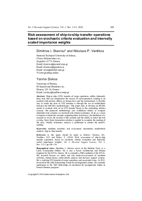 (PDF) Risk assessment of ship-to-ship transfer operations based on ...