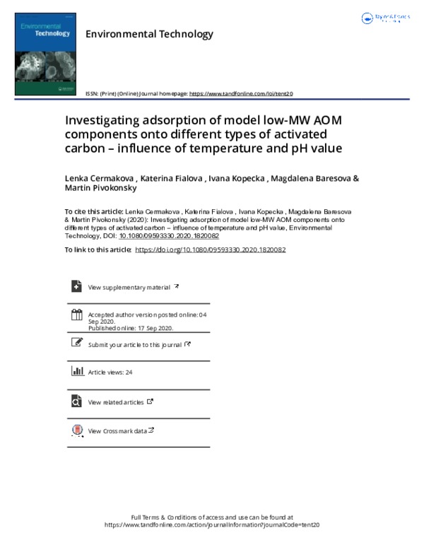 (PDF) Investigating adsorption of model low-MW AOM components onto ...