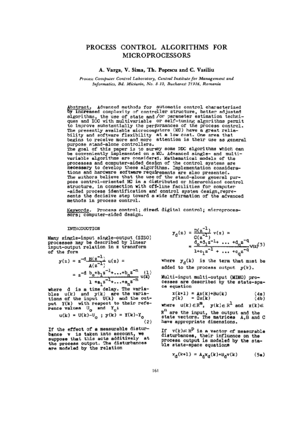 (PDF) Process Control Algorithms for Microprocessors