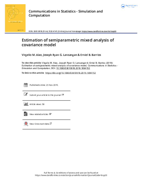 (PDF) Estimation of semiparametric mixed analysis of covariance model