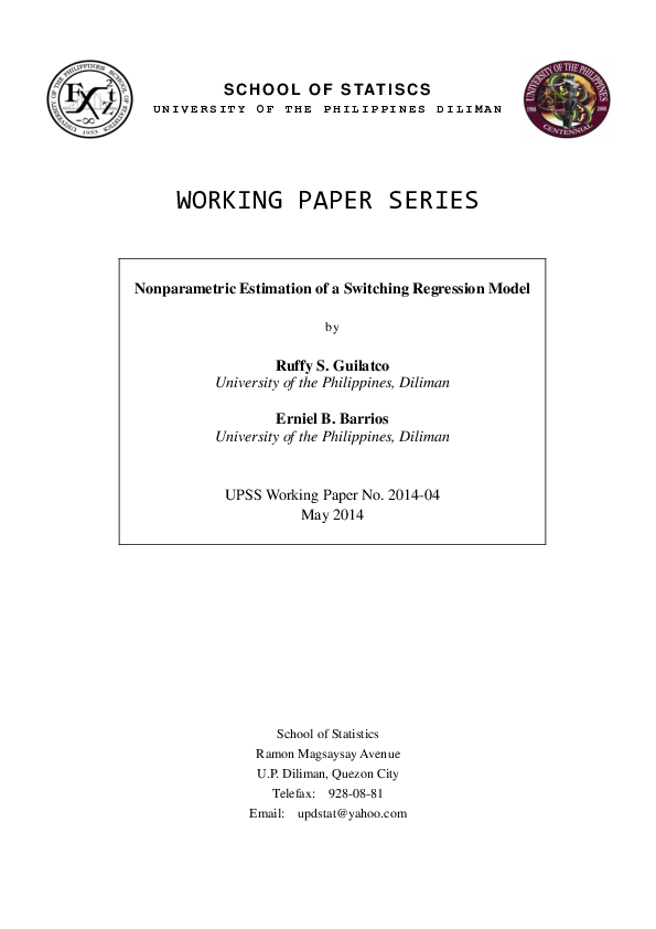 Pdf Nonparametric Estimation Of A Switching Regression Model