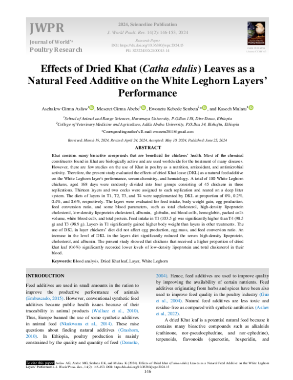 (PDF) Effects of Dried Khat (Catha edulis) Leaves as a Natural Feed ...