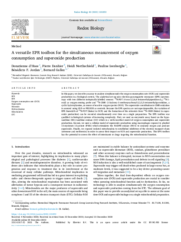 (PDF) A versatile EPR toolbox for the simultaneous measurement of oxygen consumption and ...