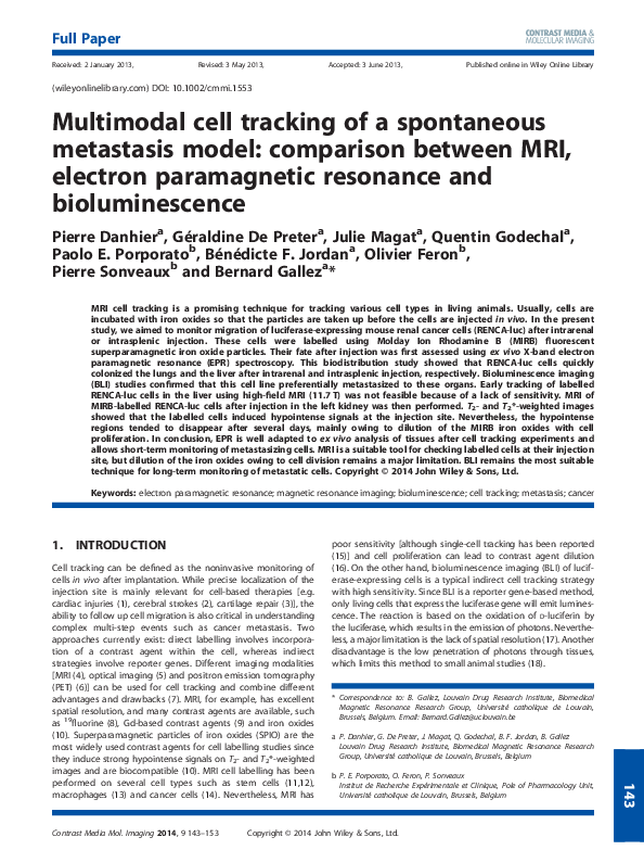(PDF) Multimodal cell tracking of a spontaneous metastasis model ...