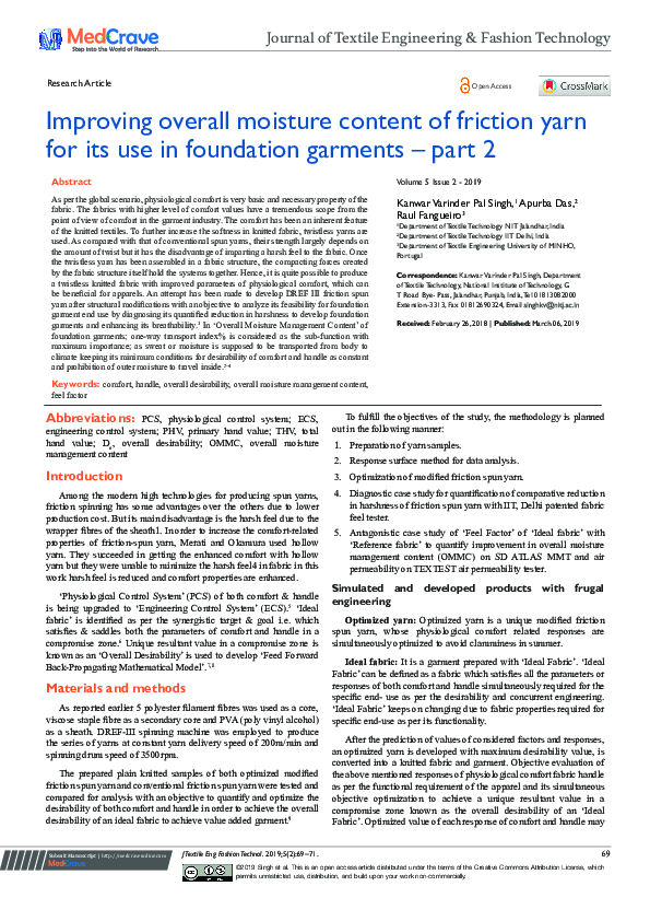 (PDF) Improving overall moisture content of friction yarn for its use ...