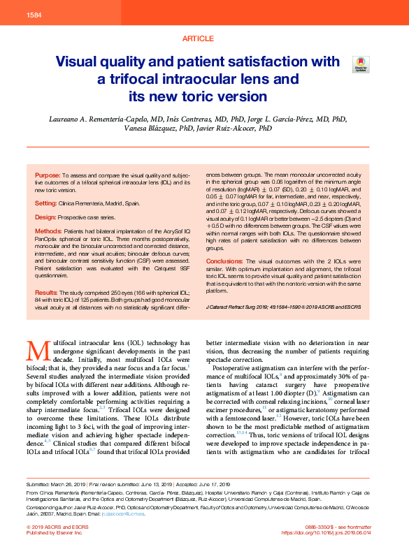(PDF) Visual quality and patient satisfaction with a trifocal ...