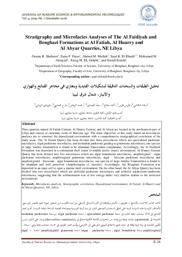 (PDF) Stratigraphy and Microfacies Analyses of The Al Faidiyah and ...