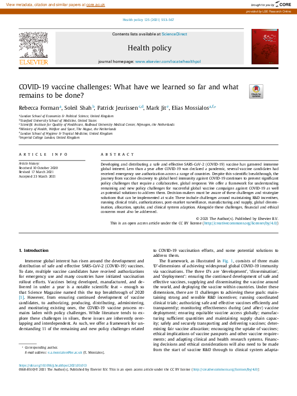 (PDF) COVID-19 vaccine challenges: What have we learned so far and what ...