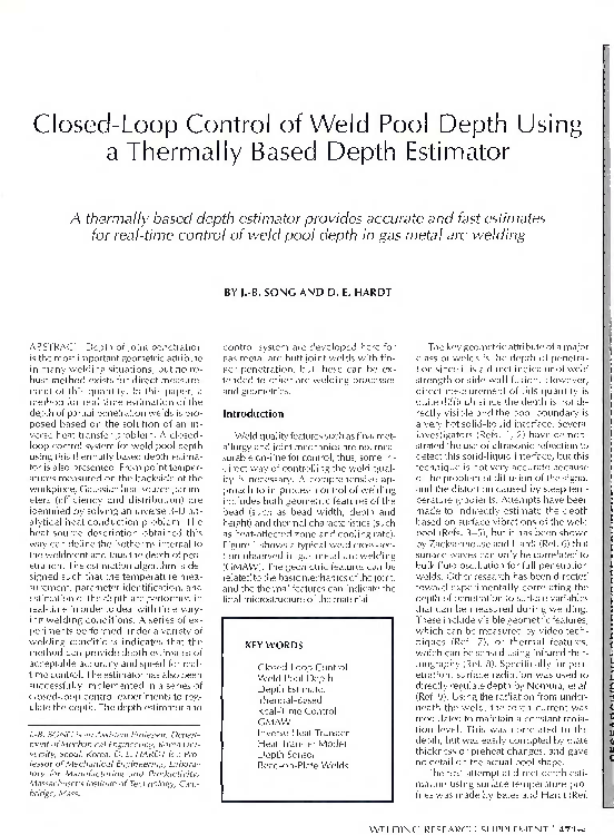 (PDF) Closed-loop control of weld pool depth using a thermally based ...