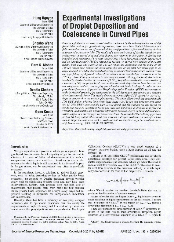 (PDF) Experimental Investigations of Droplet Deposition and Coalescense ...