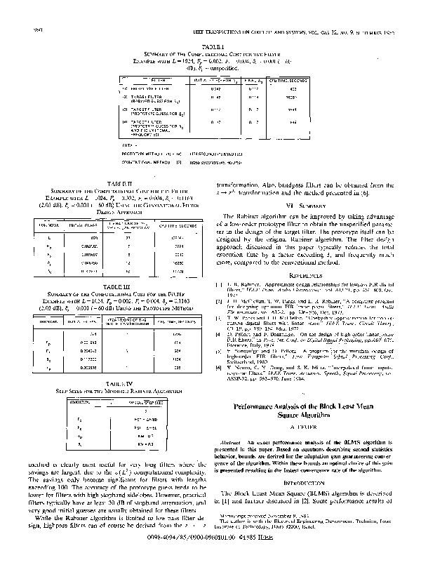 Pdf Performance Analysis Of The Block Least Mean Square Algorithm Arie Feuer