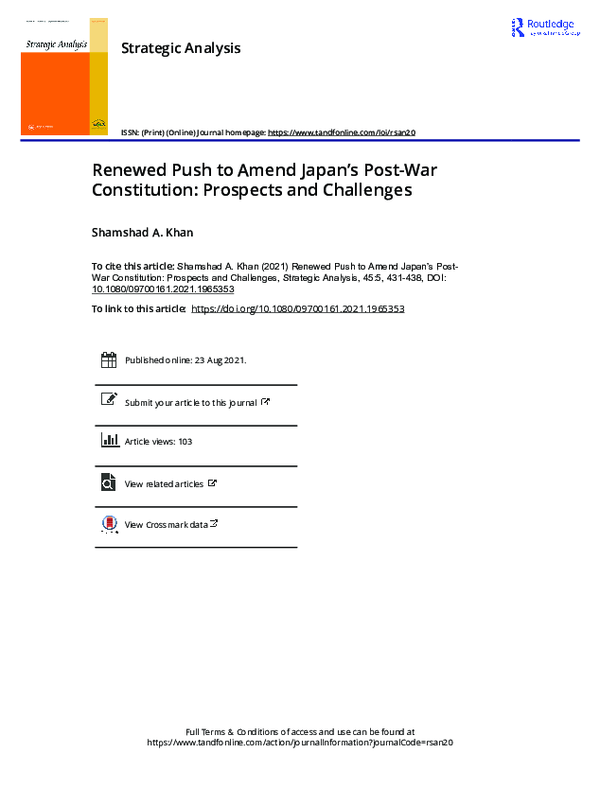 (PDF) Renewed Push to Amend Japan's Post-War Constitution: Prospects ...
