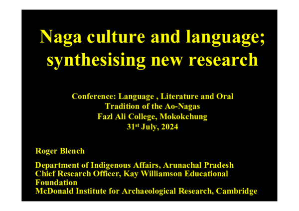 (PDF) Naga culture and language; synthesising new research