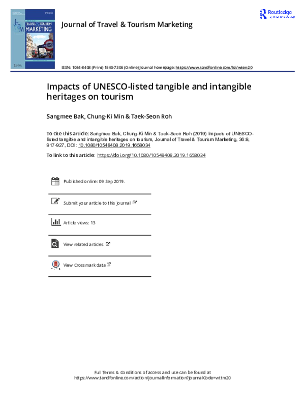 (PDF) Impacts of UNESCO-Listed Tangible and Intangible Heritages on Tourism