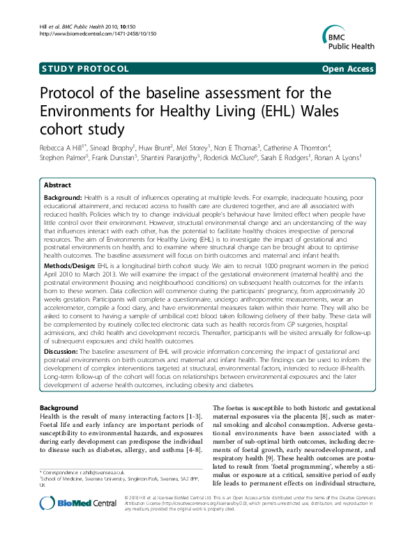 (PDF) Protocol of the baseline assessment for the Environments for ...