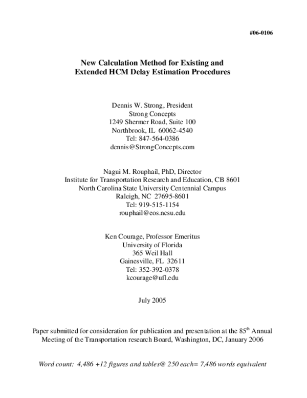 (PDF) New Calculation Method for Existing and Extended HCM Delay ...
