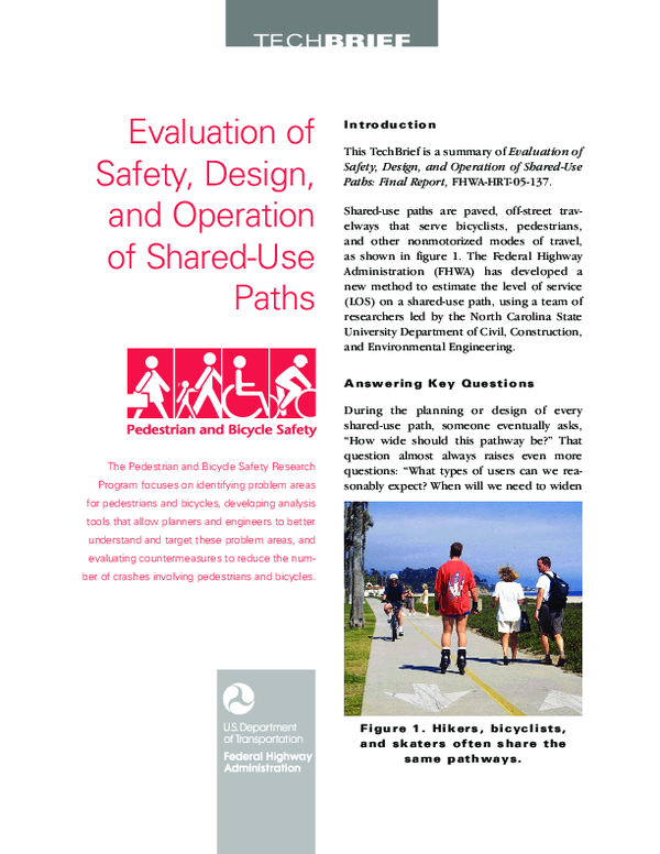 (PDF) Evaluation of Safety, Design, and Operation of Shared-Use Paths