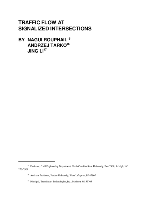 (PDF) Traffic Flow at Signalized Intersections