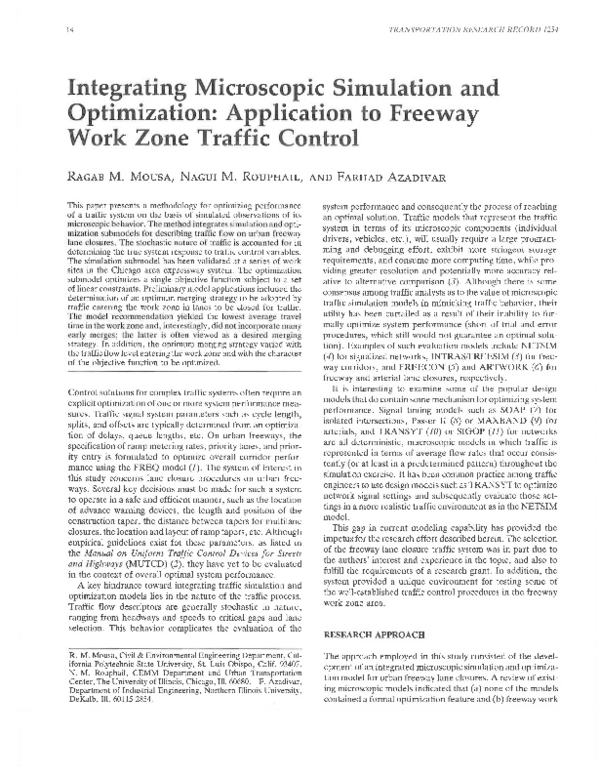 (PDF) Integrating microscopic simulation and optimization: Application ...