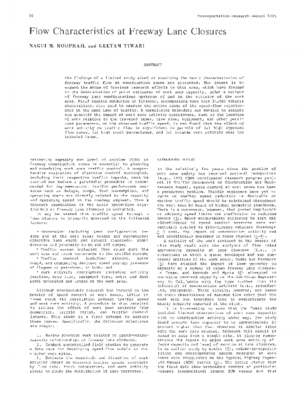 (PDF) Flow characteristics at freeway lane closures