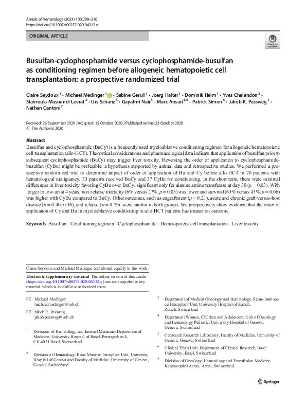 (PDF) Busulfan-cyclophosphamide versus cyclophosphamide-busulfan as ...
