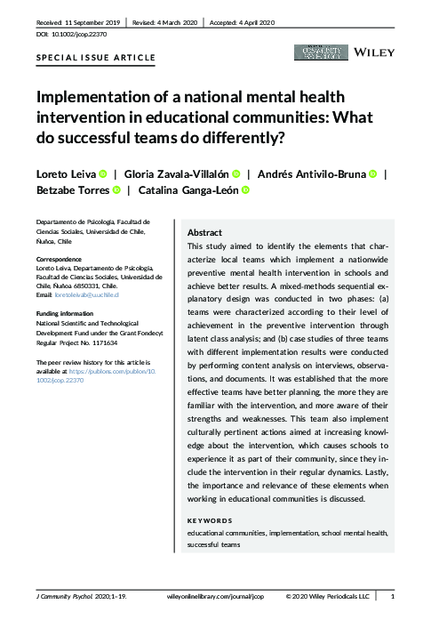 (PDF) Implementation of a national mental health intervention in ...