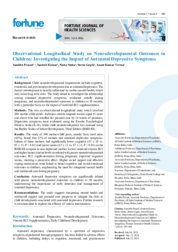 (PDF) Observational Longitudinal Study on Neurodevelopmental Outcomes ...