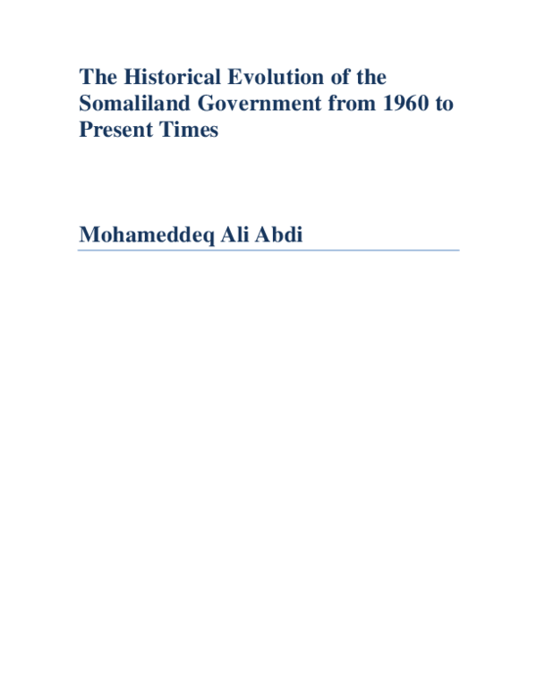 (PDF) The Historical Evolution of the Somaliland Government from 1960 ...