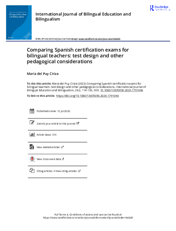 (PDF) Comparing Spanish certification exams for bilingual teachers test ...