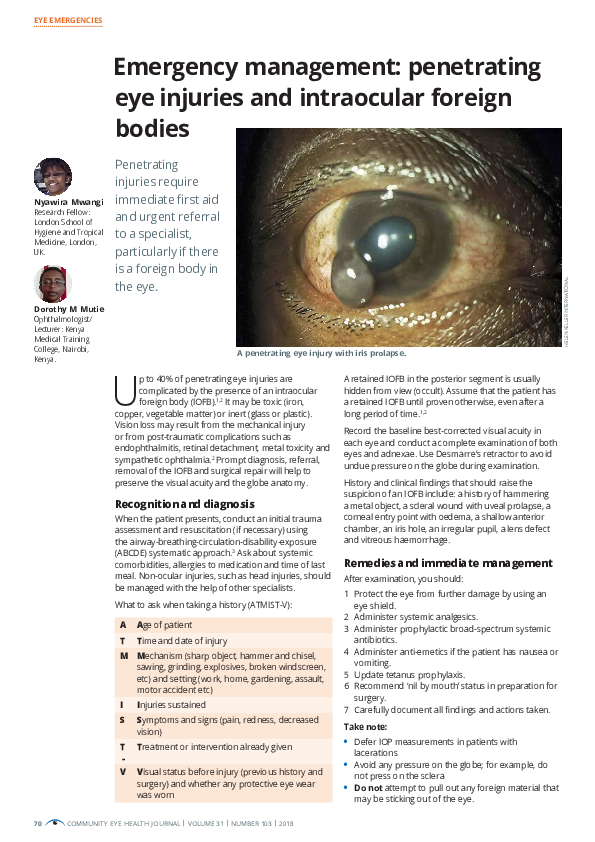 (PDF) Emergency management: penetrating eye injuries and intraocular ...