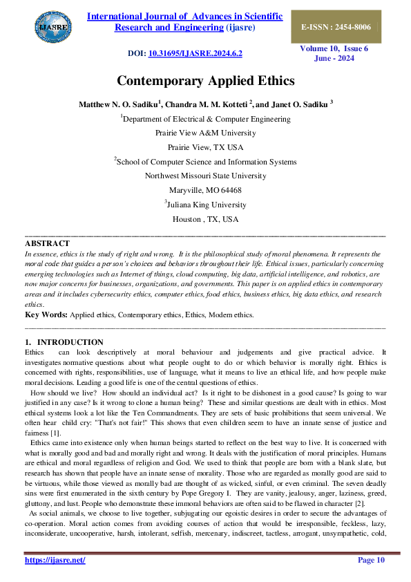 (PDF) Contemporary Applied Ethics