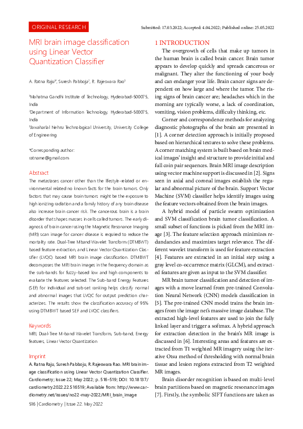 Pdf Mri Brain Image Classification Using Linear Vector Quantization Classifier