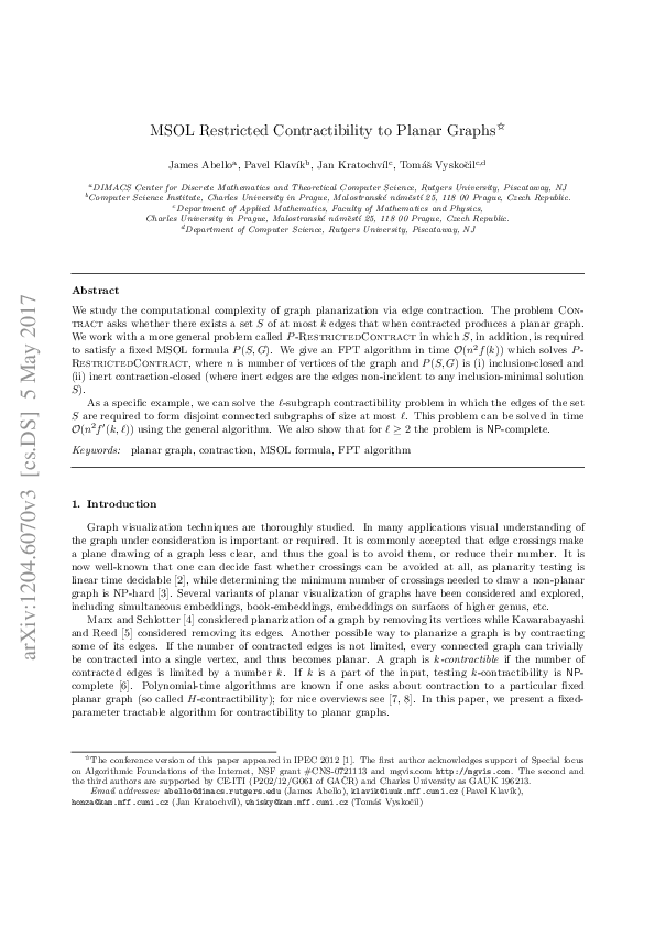 (PDF) MSOL restricted contractibility to planar graphs