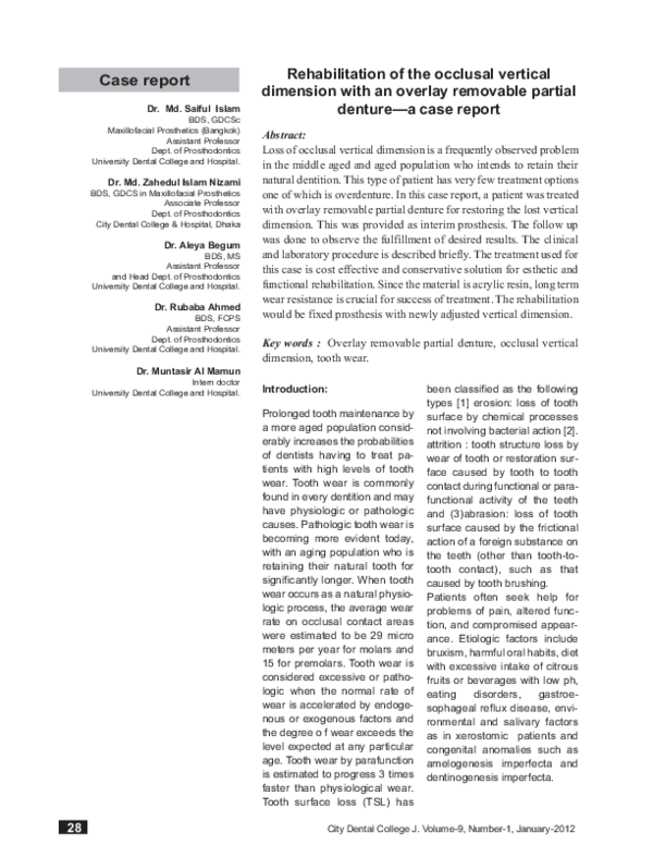 (PDF) Rehabilitation of the occlusal vertical dimension with an overlay ...
